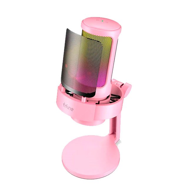 Micrófono Fifine A8 Pink Gamer | RGB, Filtro Antipop y Sonido ...