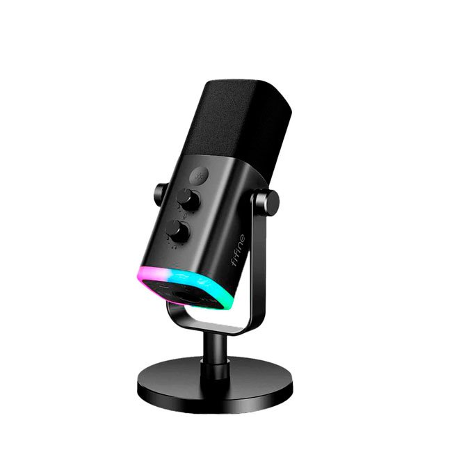 Micrófono Dinámico Fifine TAM8 Black USB/XLR con Brazo, RGB, Cardioide ...