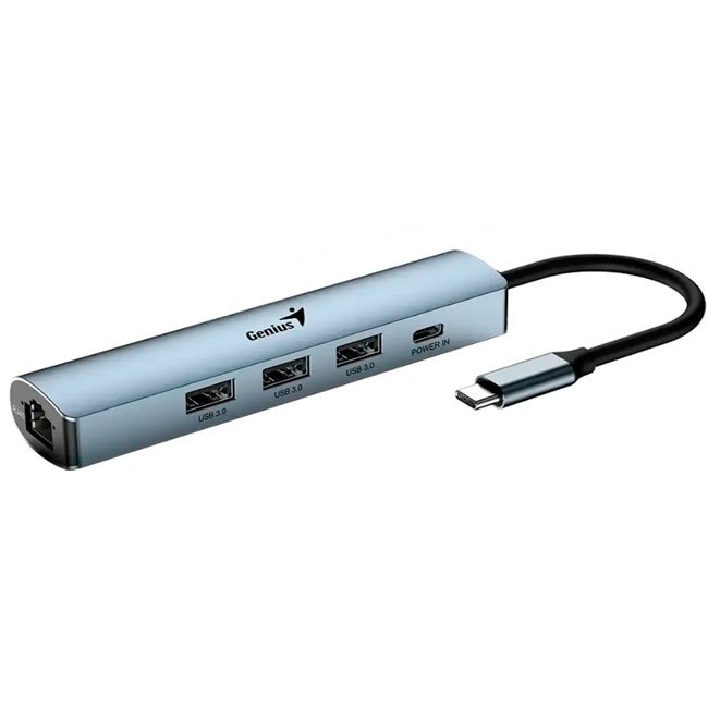 Hub USB-C Genius UH-545 con Ethernet Gigabit y 3 USB-A 3.0 Gris ...