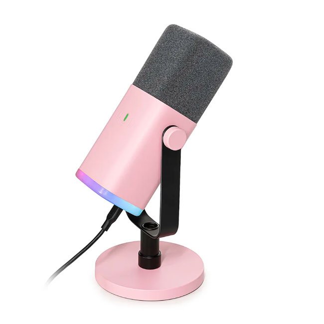 Micrófono Fifine AM8 Pink Dinámico USB/XLR con RGB y Patrón Cardioide ...