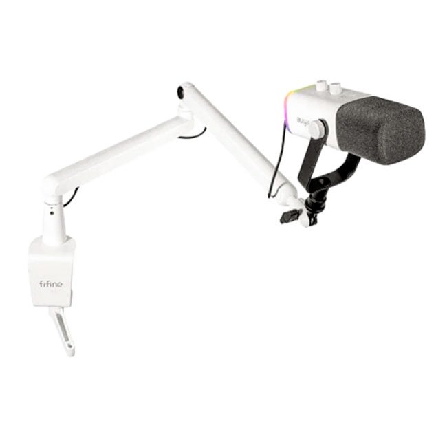 Micrófono Dinámico Fifine TAM8 White con Brazo, RGB, USB/XLR, Filtro ...