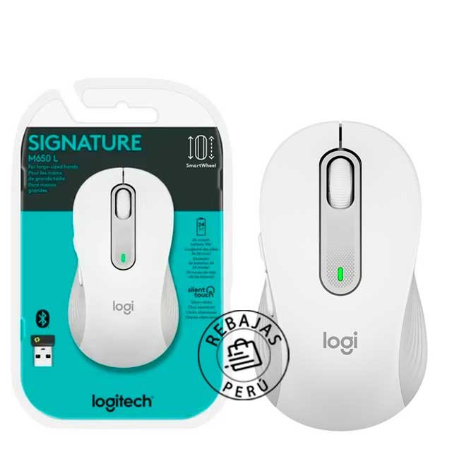 Mouse Logitech Signature M650 Silent Large Inalámbrico Bluetooth Blanco ...